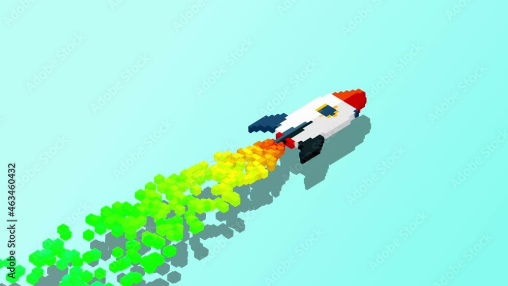 Pixel Art Style Rocket taking off animated background Stock Video ...