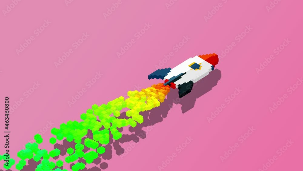 Pixel Art Style Rocket taking off animated background Stock Video ...