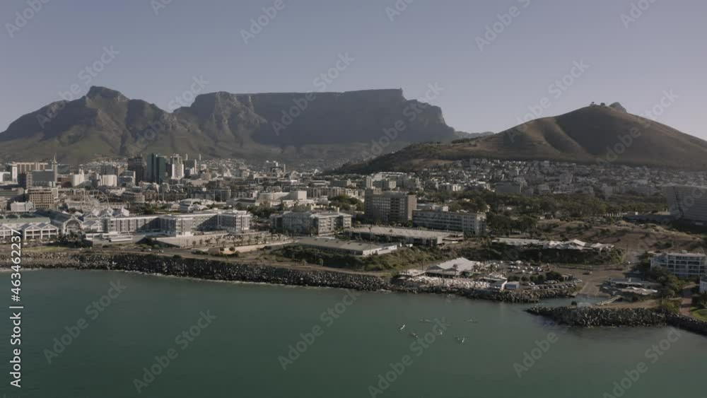 Cape Town, South Africa. Aerial view - 4k. Table mountain, Cape Town ...