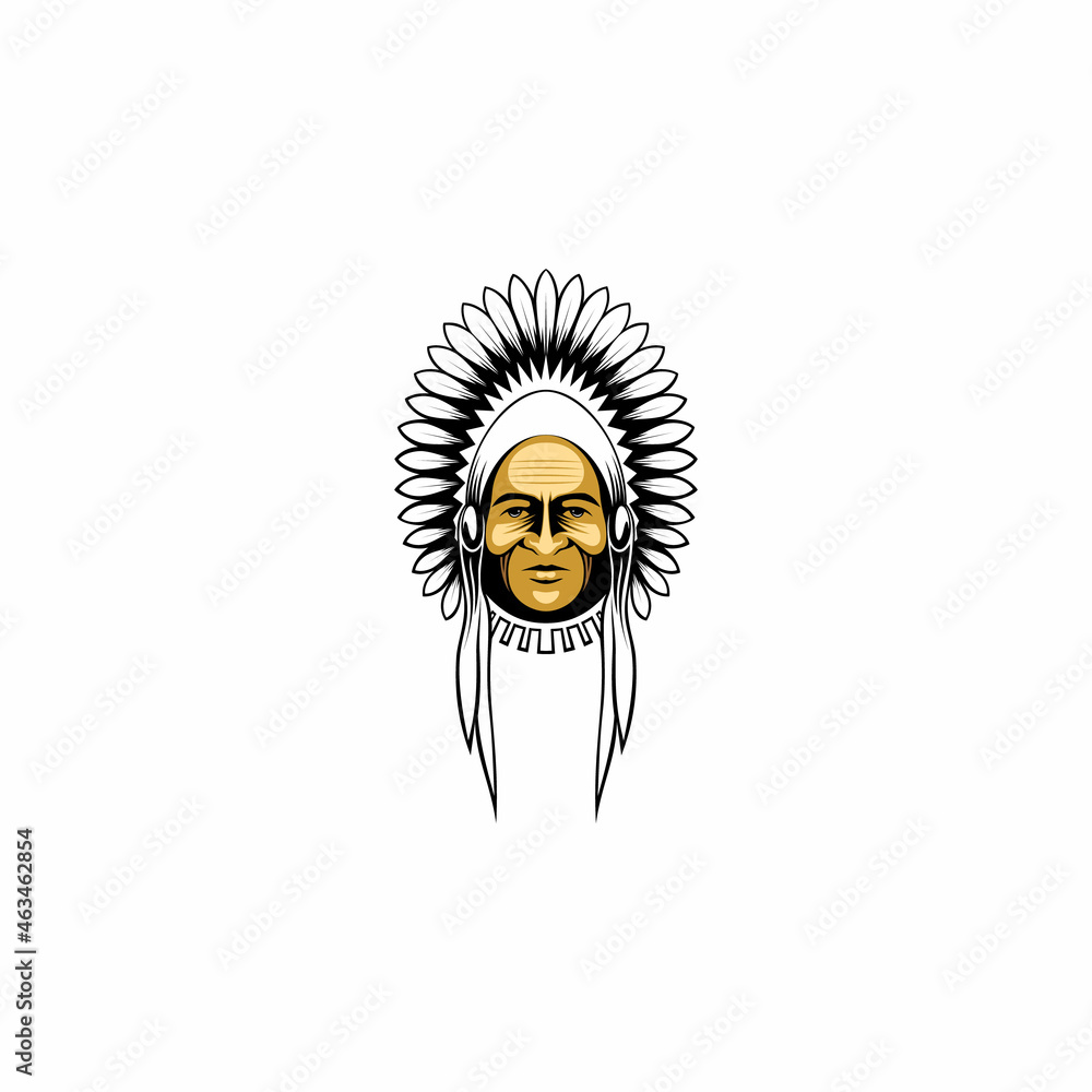 Apache tribe vector image. apache tribal elder. line and strip drawing ...