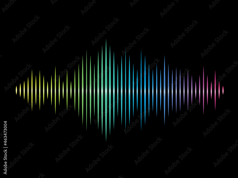 Sound wave vector isolated on black background. Abstract sound waves ...