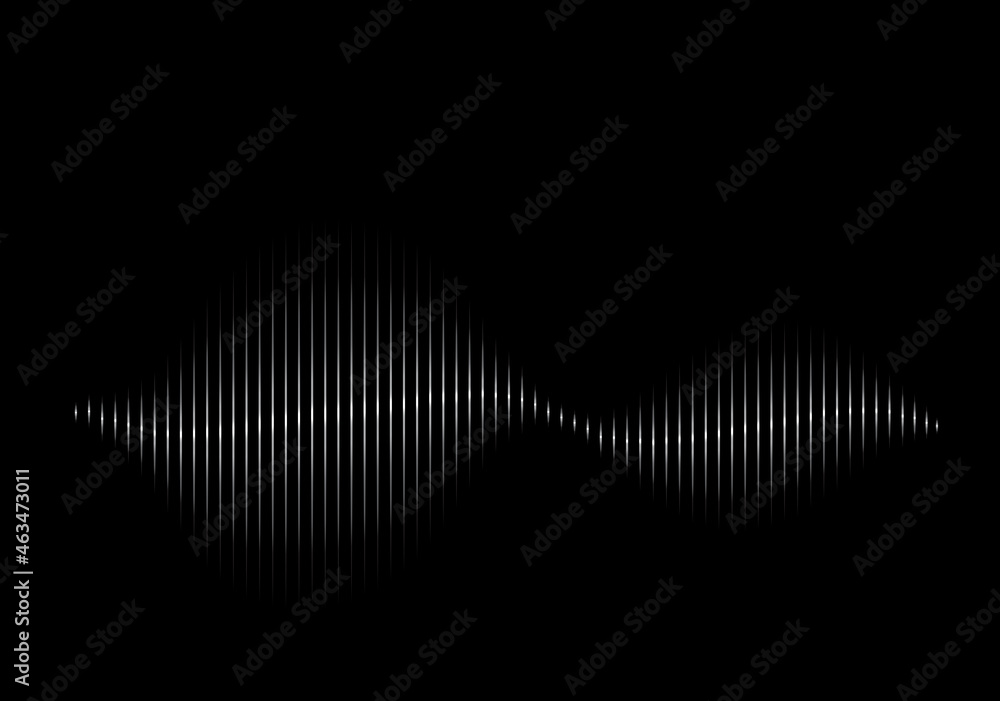 Sound wave vector isolated on black background. Abstract sound waves ...