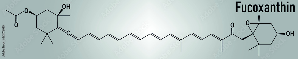 Fucoxanthin brown algae pigment molecule. Ingredient of some dietary ...