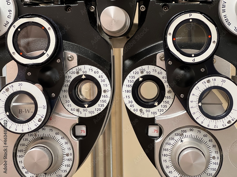 wheels and dials on eye examination device Stock Photo | Adobe Stock
