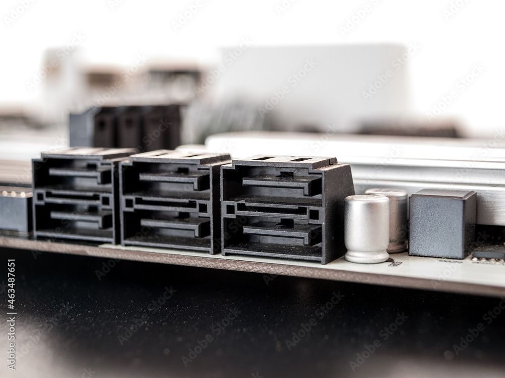 Connectors, slots for connecting data storage drives to the motherboard ...