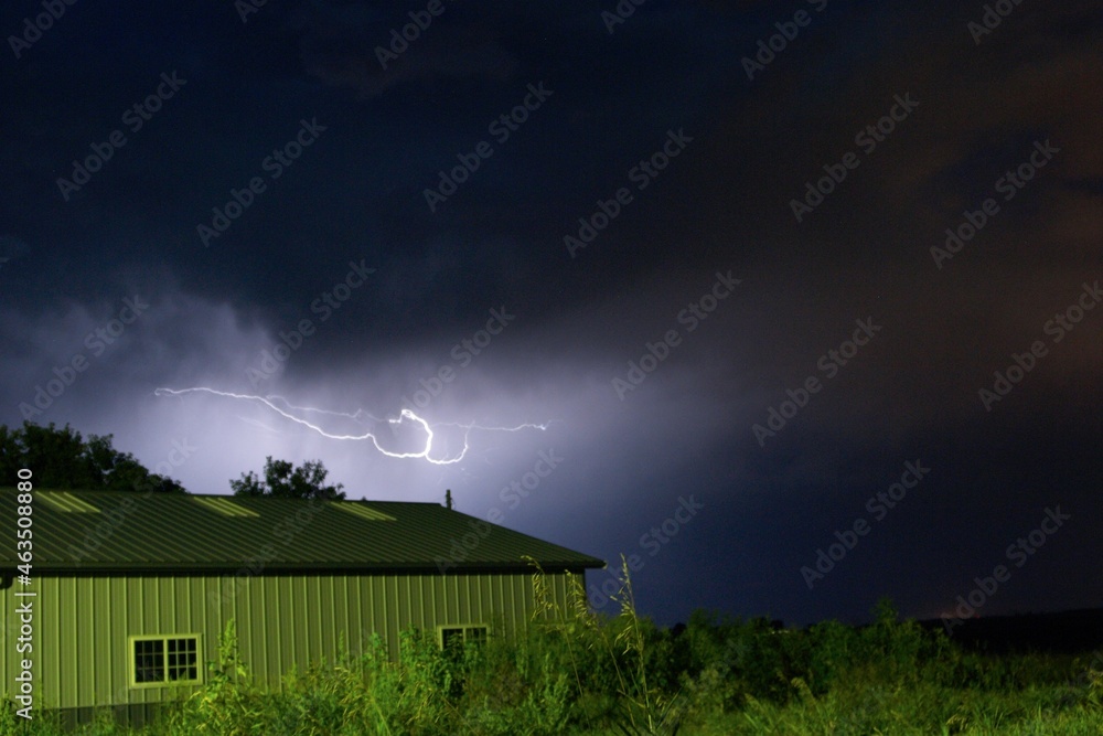Lightning over barn - Brookings, South Dakota Stock Photo | Adobe Stock