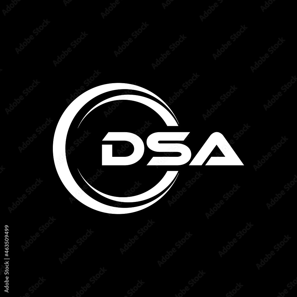 DSA letter logo design with black background in illustrator, vector ...