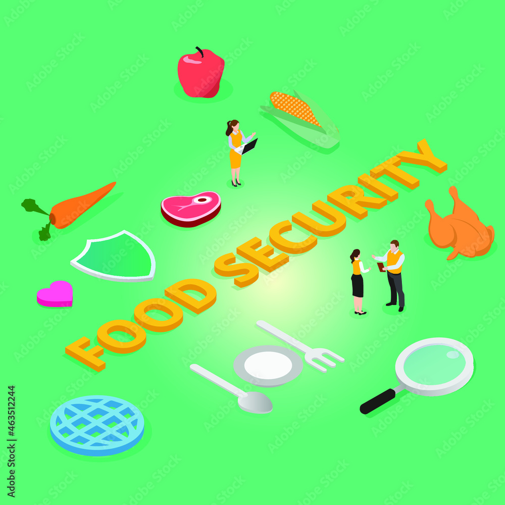 Food security vector concept. Group of business people standing with ...