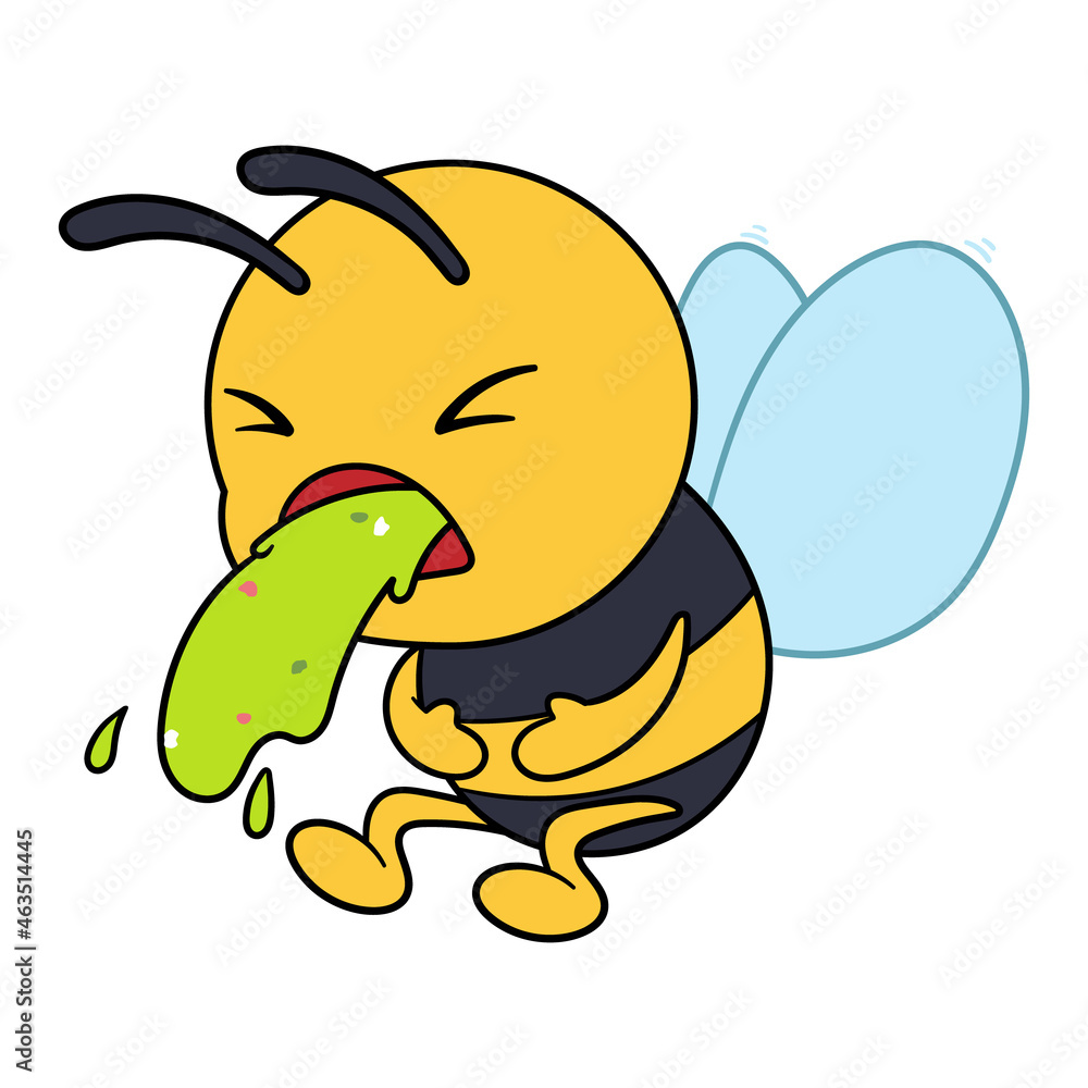Cartoon Bee Throwing Up Illustration Stock Vector | Adobe Stock