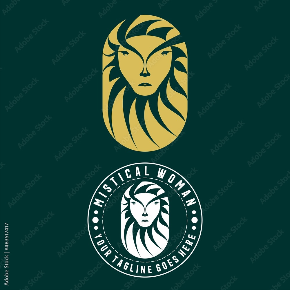 Simple And Unique Long Hair Woman Are Creepy Like Lion Head Image Graphic Icon Logo Design