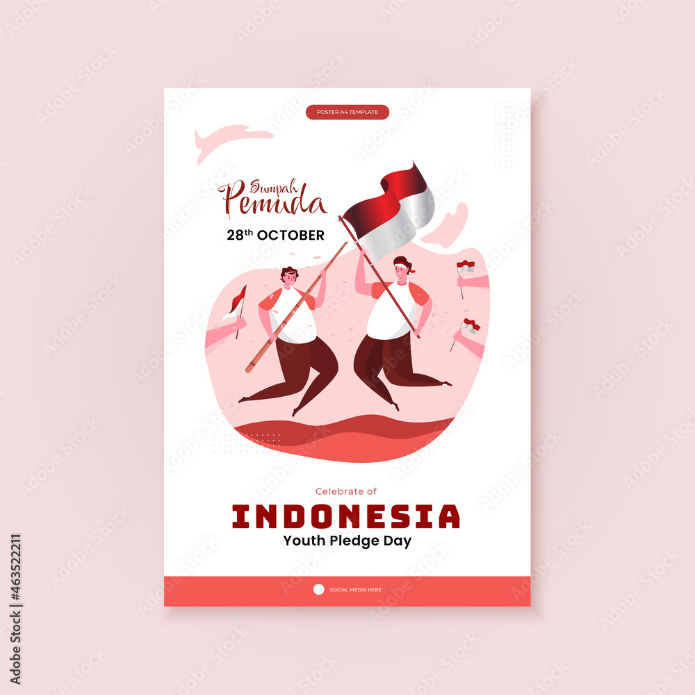 Celebrate of Indonesia youth pledge day on poster greeting concept ...