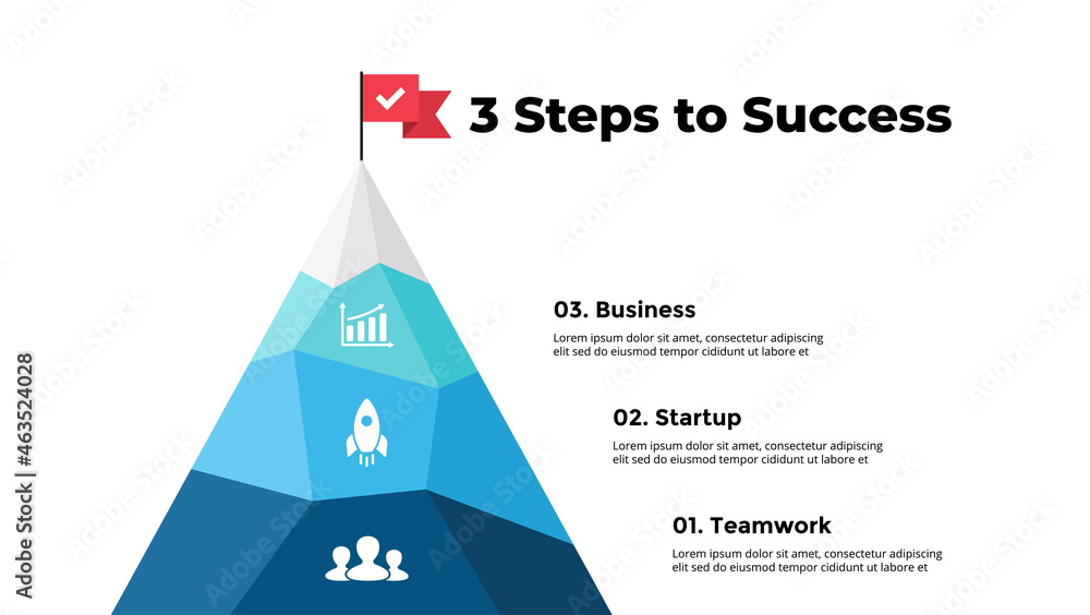 Route to success infographic. Mountain peak. Presentation slide ...
