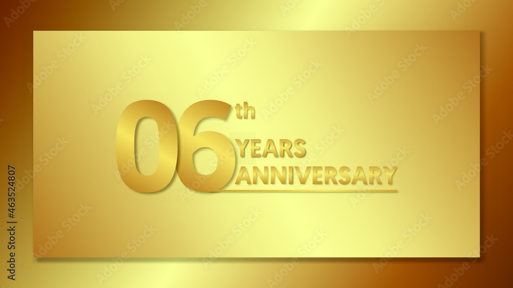 6th Anniversary, anniversary celebration vector design with gold color ...