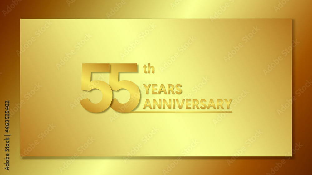 55th Anniversary, anniversary celebration vector design with gold color ...