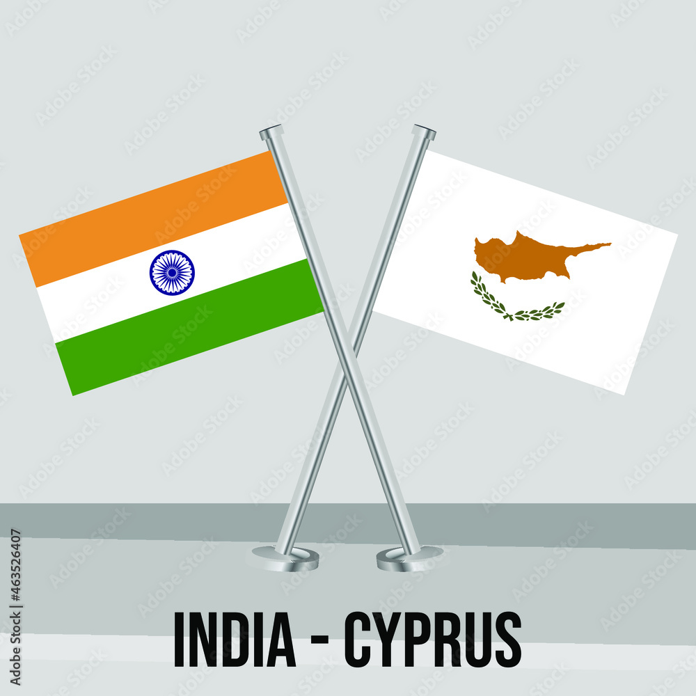 flag of India and Cyprus on flagpole. Template for independence day ...