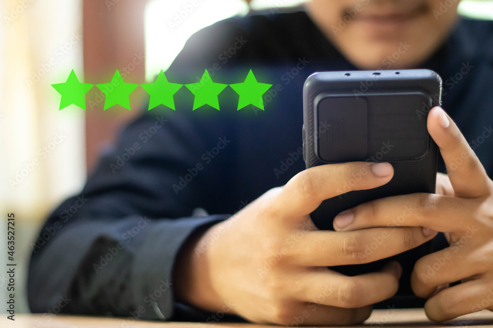 Customer evaluation feedback. men Giving Positive Review for Client's ...