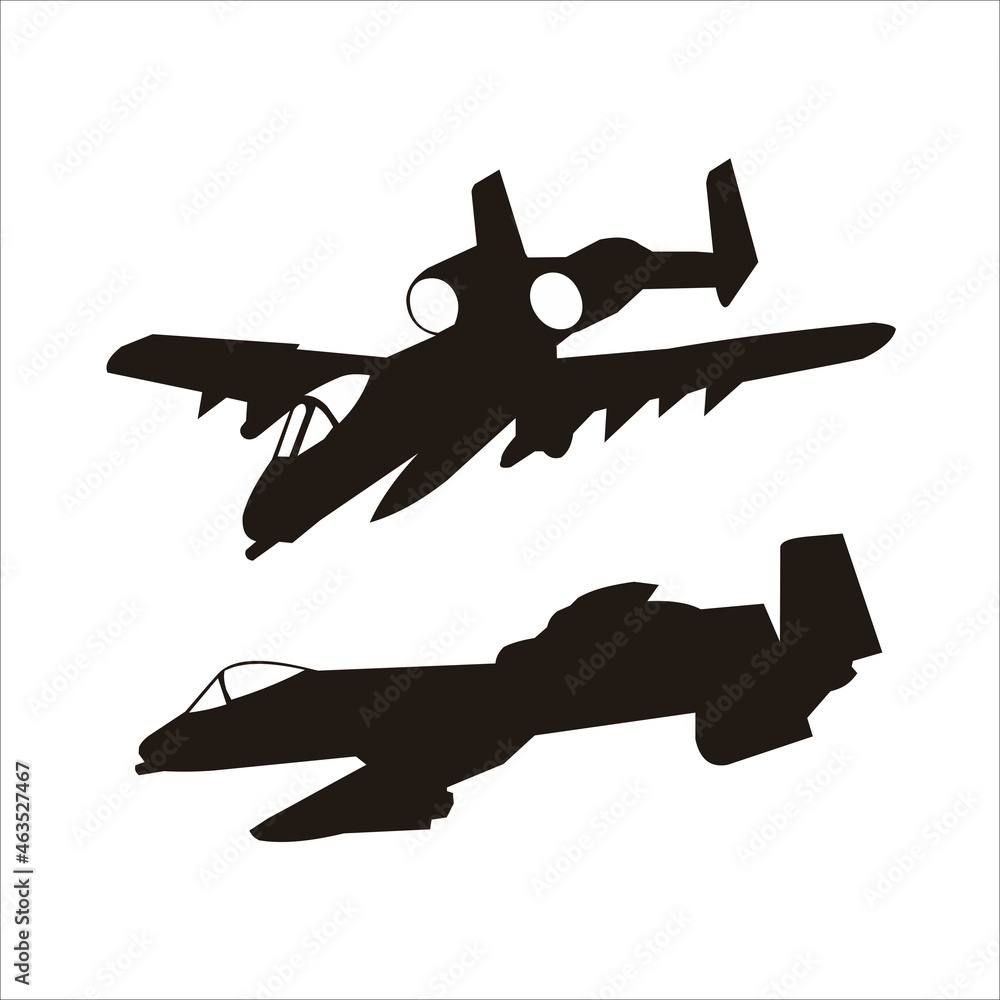 Vecteur Stock thunderbolt A10 warthog jetfighter silhouette vector ...