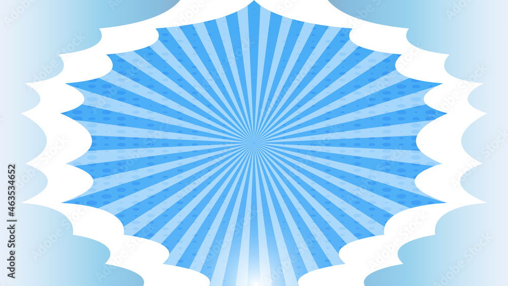 Blue comic pop art sunbrust background, vector illustration Stock ...