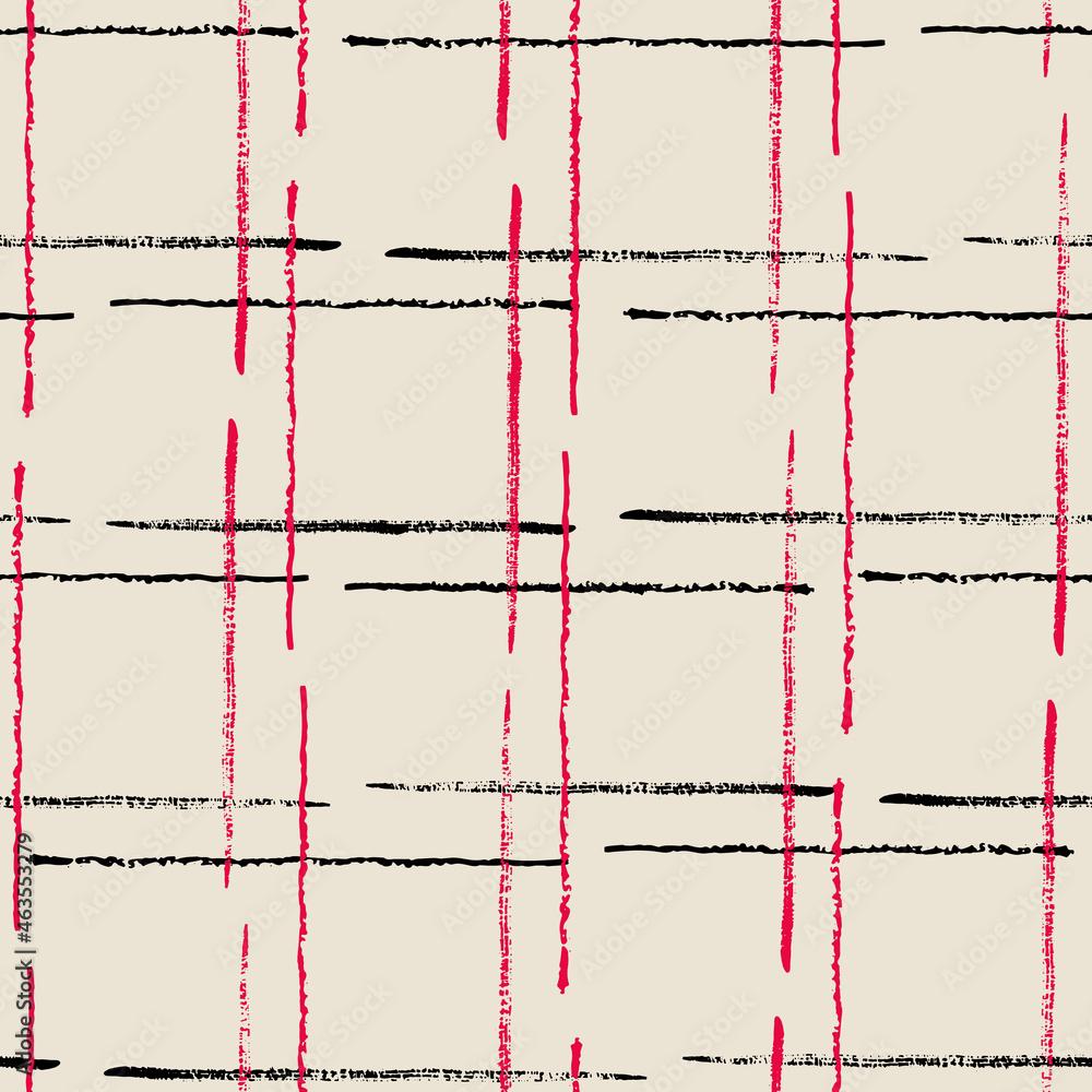 Vector black red checkered ecru seamless pattern Stock Vector | Adobe Stock