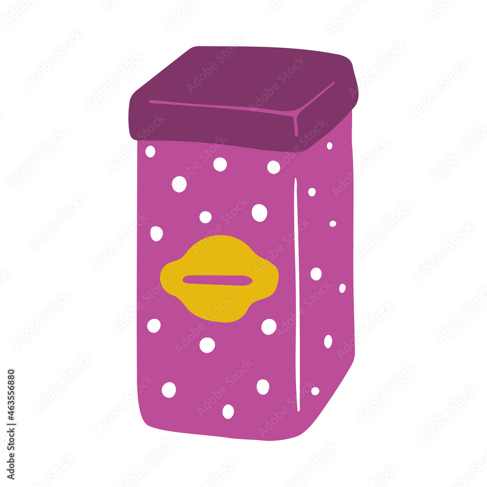 Square tin can. Cute polka dot container for tea, coffee, sugar or ...