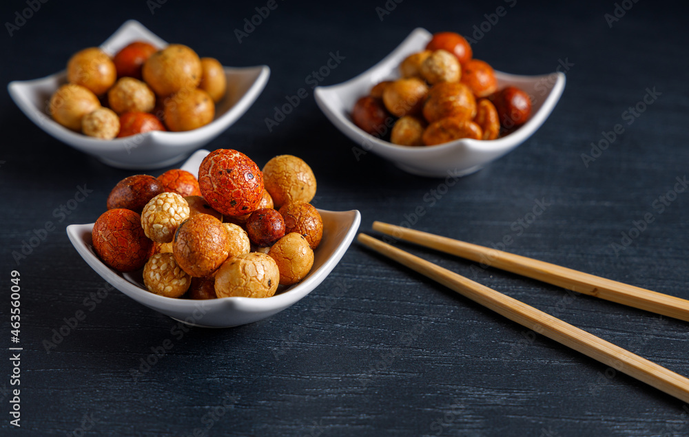 Senbei japanese snack. Senbei traditional Japanese snack in a bowl ...