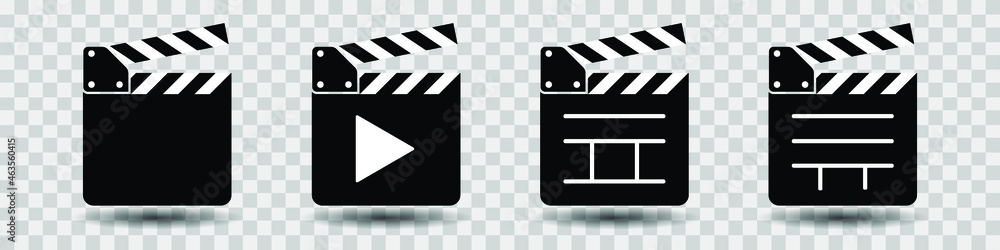 Clapper board icon set. Open movie clapper. Vector isolated on ...