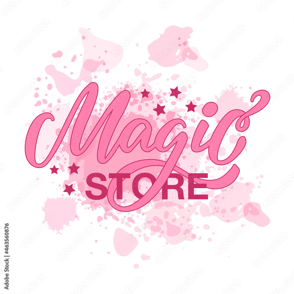 Vector illustration of magic store lettering for banner, advertisement ...