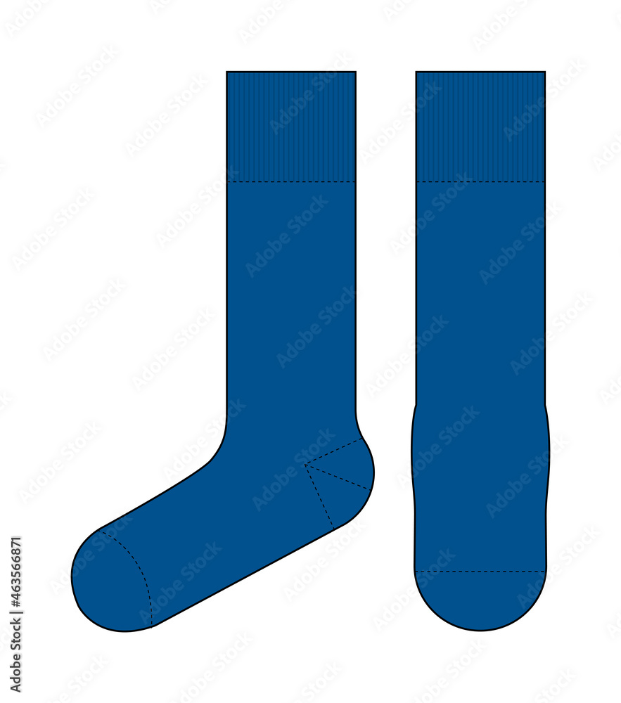Socks template vector illustration ( front & side view) | blue Stock ...