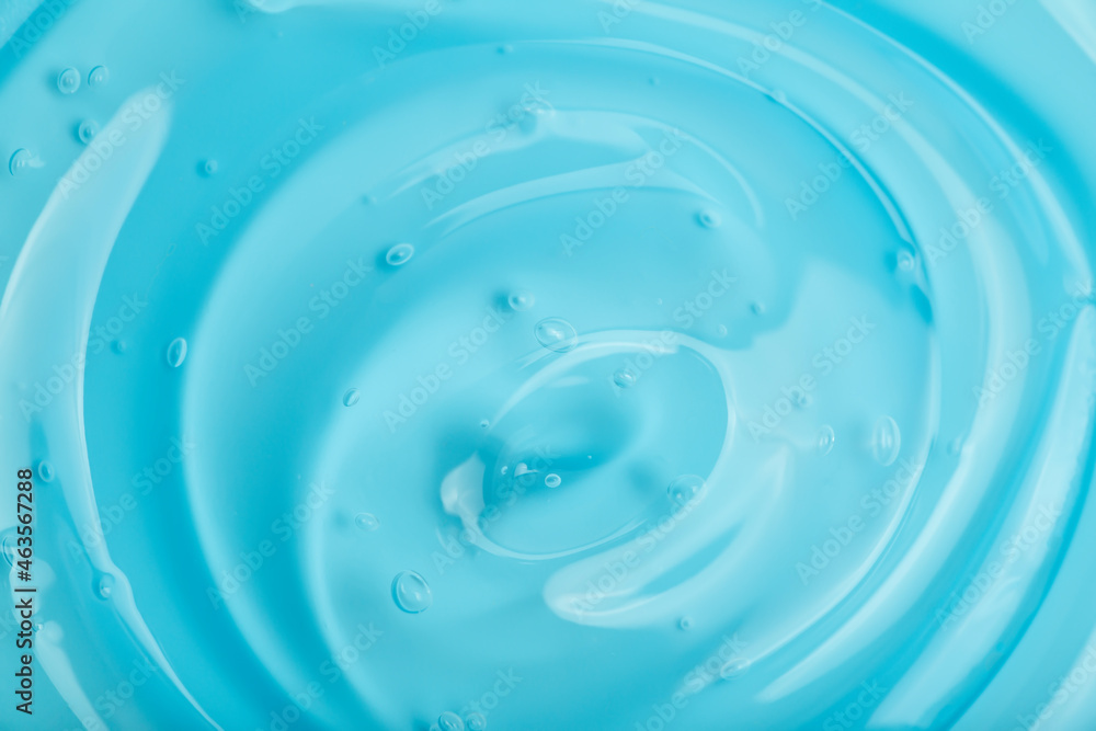 Cosmetic gel background. Blue transparent gel with texture and bubbles ...