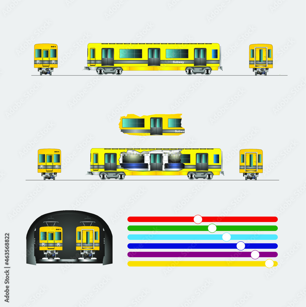 Subway or Metro. Scaled vector design. Body and chassis. Vehicle ...