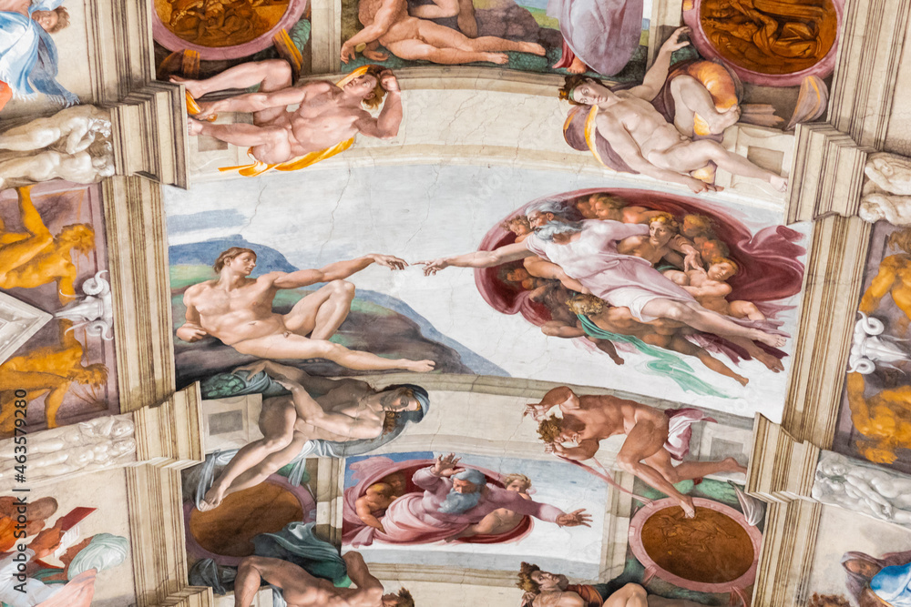 Vaticano, Italia - Ottobre 15, 2021: La creazione dell'uomo, cappella ...