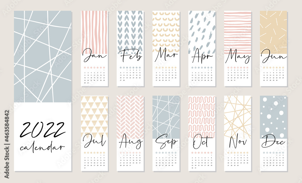 Calendar 2022. Yearly Planner with all Months. Stock Vector | Adobe Stock