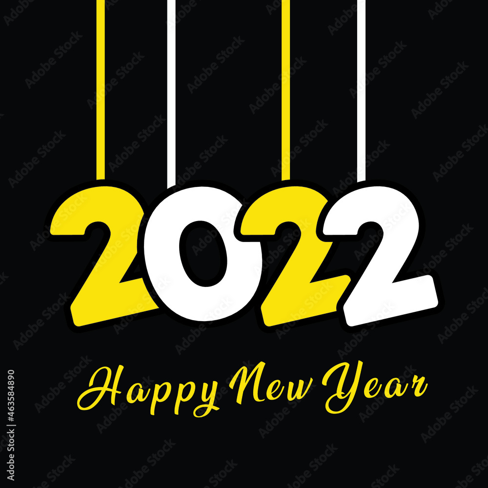 2022 happy New Year. Typography letter square banner design. Black ...