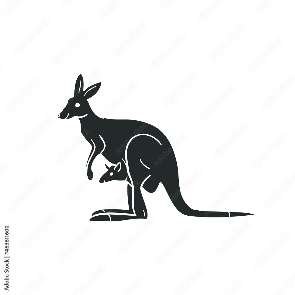 Kangaroo Icon Silhouette Illustration. Australian Animals Vector ...