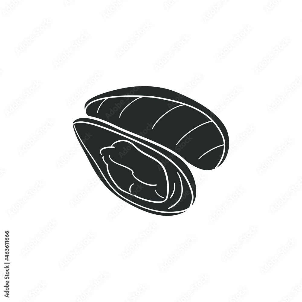 Mussel Icon Silhouette Illustration. Animal Seafood Vector Graphic ...