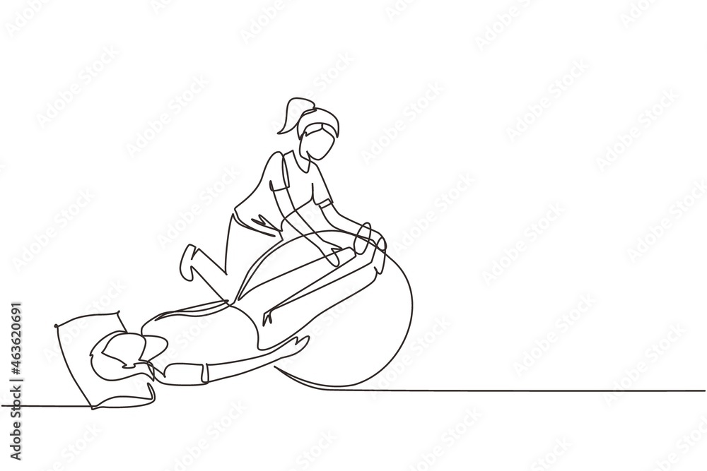 Continuous one line drawing physiotherapy rehabilitation isometric ...