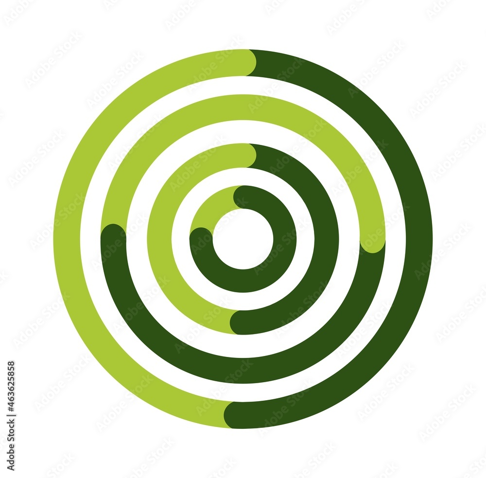 Vector round logo design with circles in circle green lines.Ecological ...