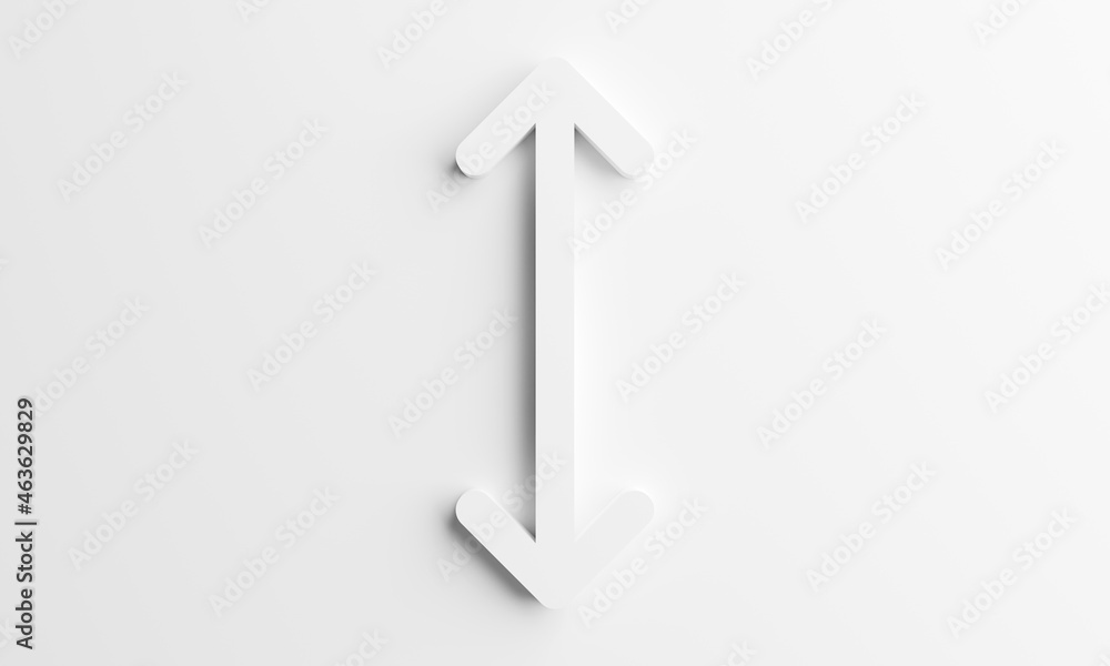 2 vertical white arrow symbols placed on the floor, 3d illustration ...