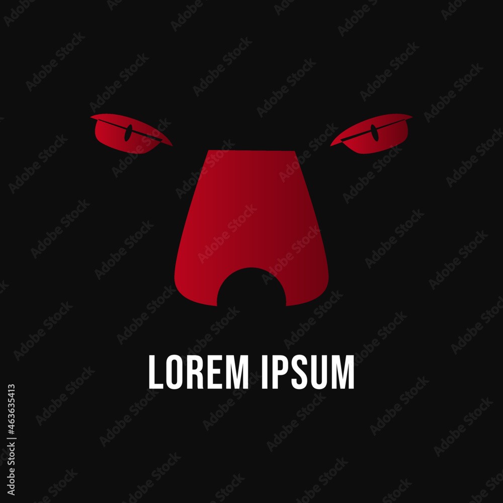 Beast face logo. Wild animal eye and nose vector illustration. Animal ...