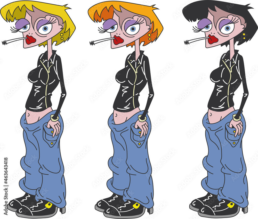 Bad girl flat design : blouson noir Stock Illustration | Adobe Stock