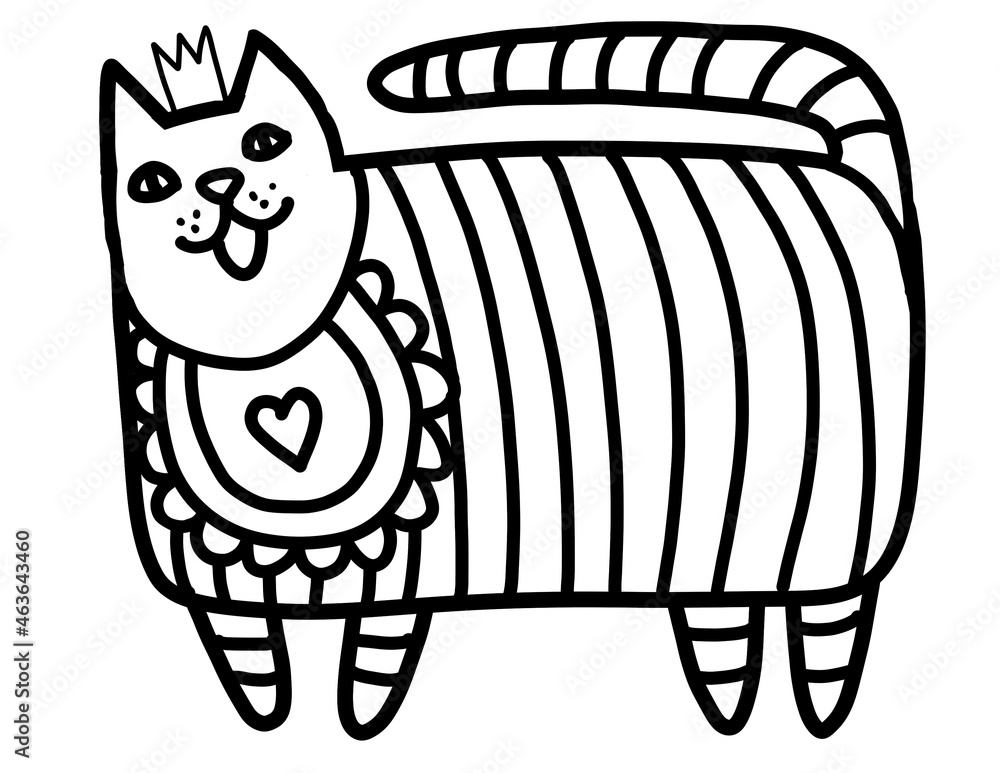Cute kids coloring cat. Cartoon cat. Contour drawing. Entertainment for ...