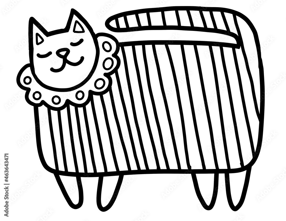 Cute kids coloring cat. Cartoon cat. Contour drawing. Entertainment for ...