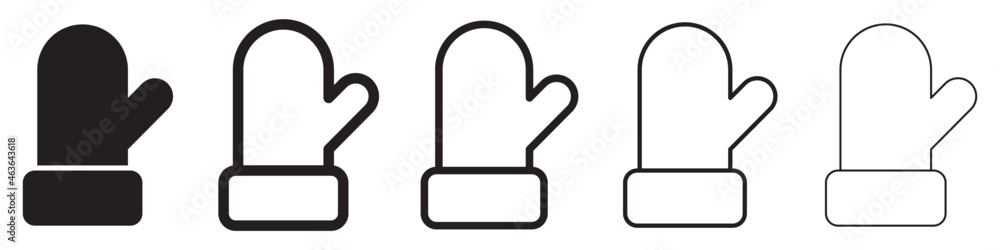 Mitten icon,. Set of mittens icons in flat linear design. Vector ...