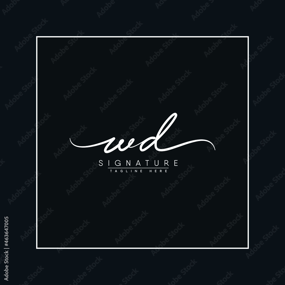 Initial Letter WD Logo - Hand Drawn Signature Logo Stock Vector | Adobe ...