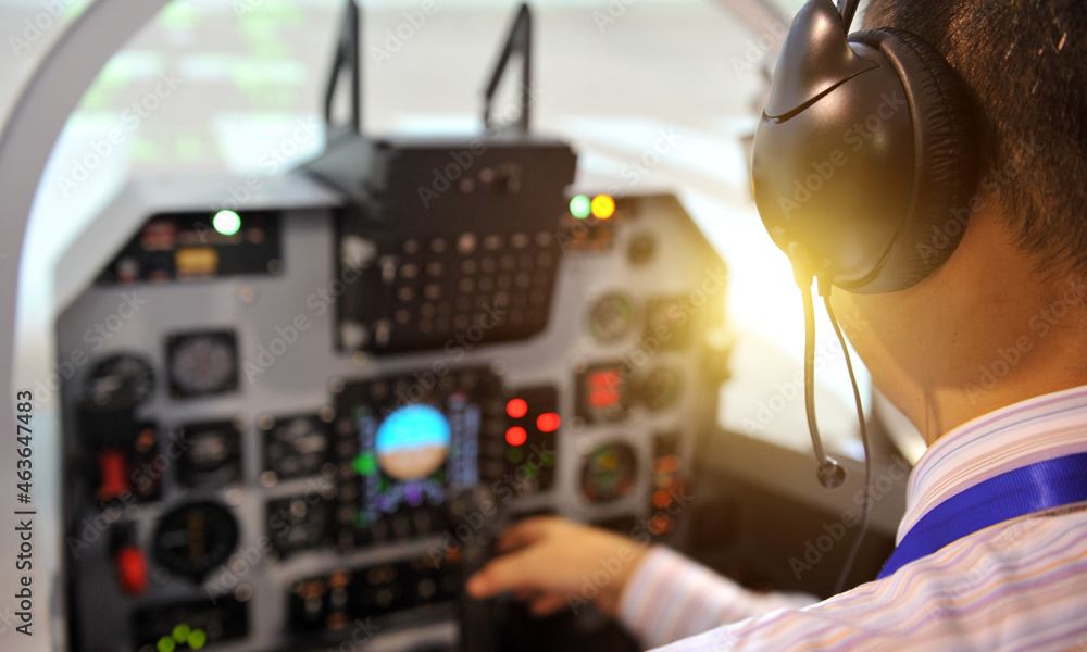 Inside the flight deck during take-off. Stock Photo | Adobe Stock