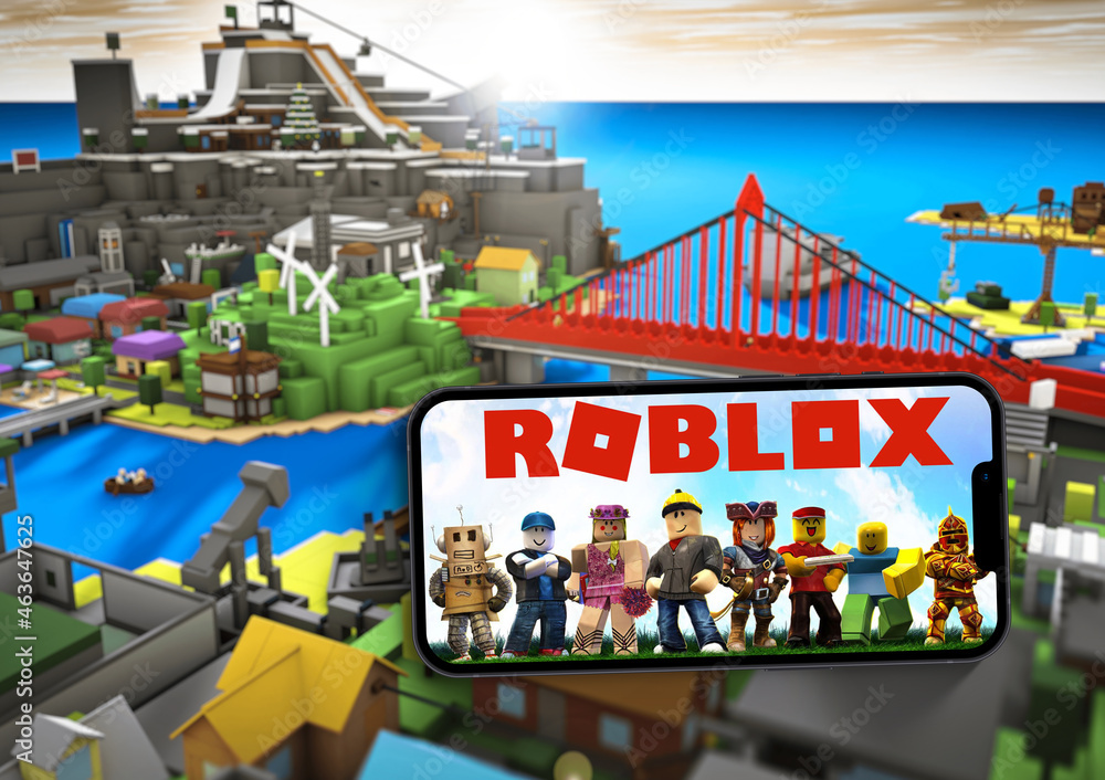 Roblox mobile game app on iPhone 13 Pro smartphone screen with the game ...