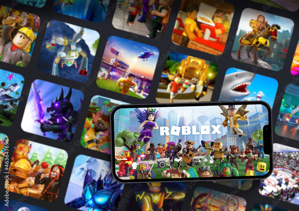 Roblox mobile game app on iPhone 13 Pro smartphone screen with the game ...