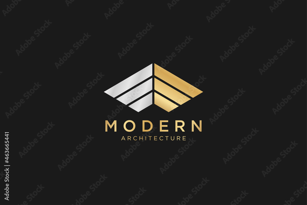 luxury architecture agency logo design template.three lines that line ...