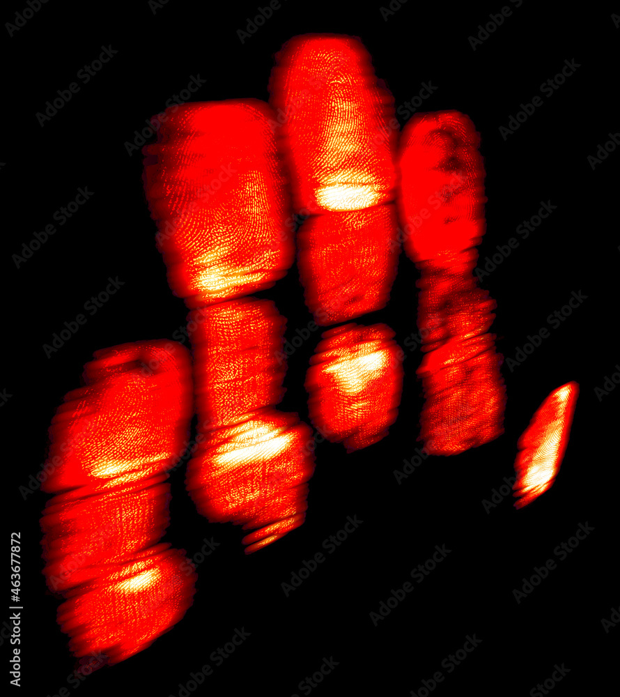 Bloody handprint on a black background. Scary bloody handprint ...