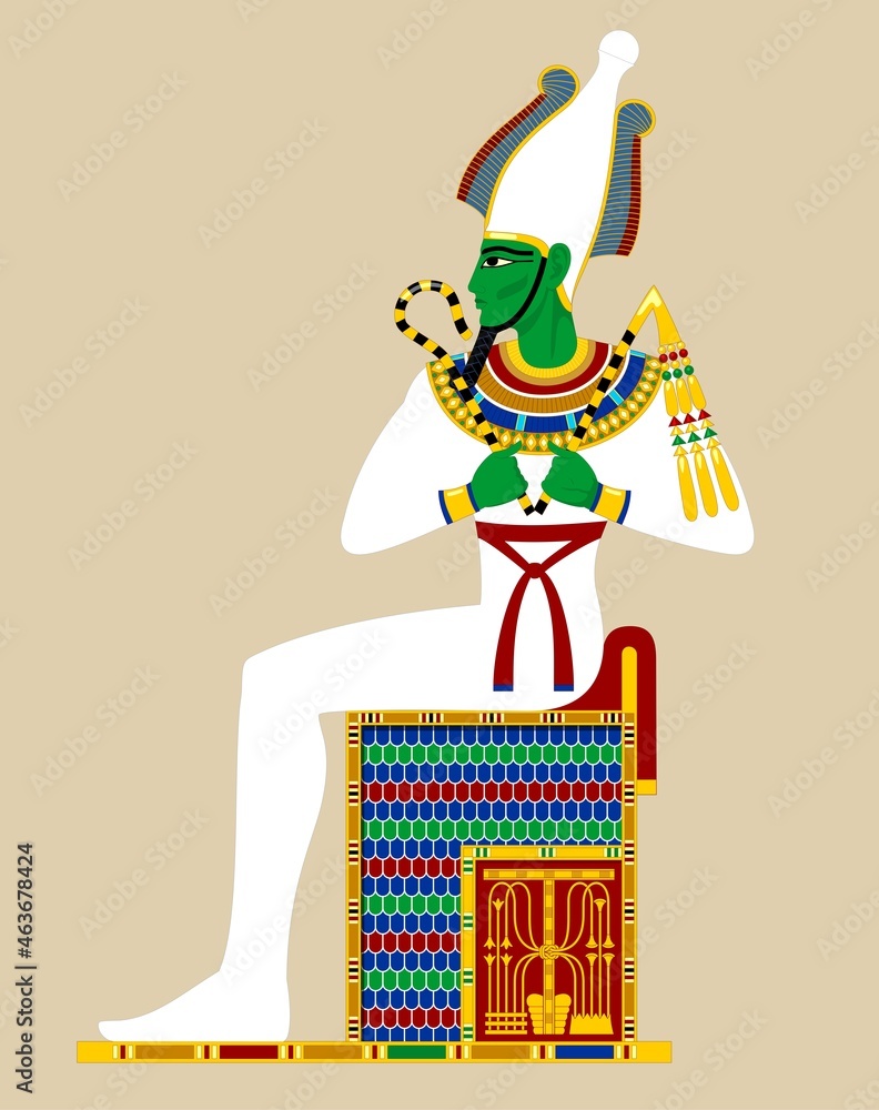 Osiris is the god of ancient Egypt, who sits on the throne. Stock ...